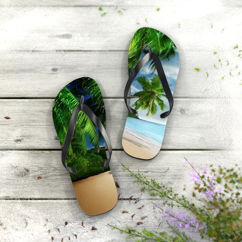 Tropical Design Flip Flops/ / Beach Shoes / Summer Sandals / - Etsy