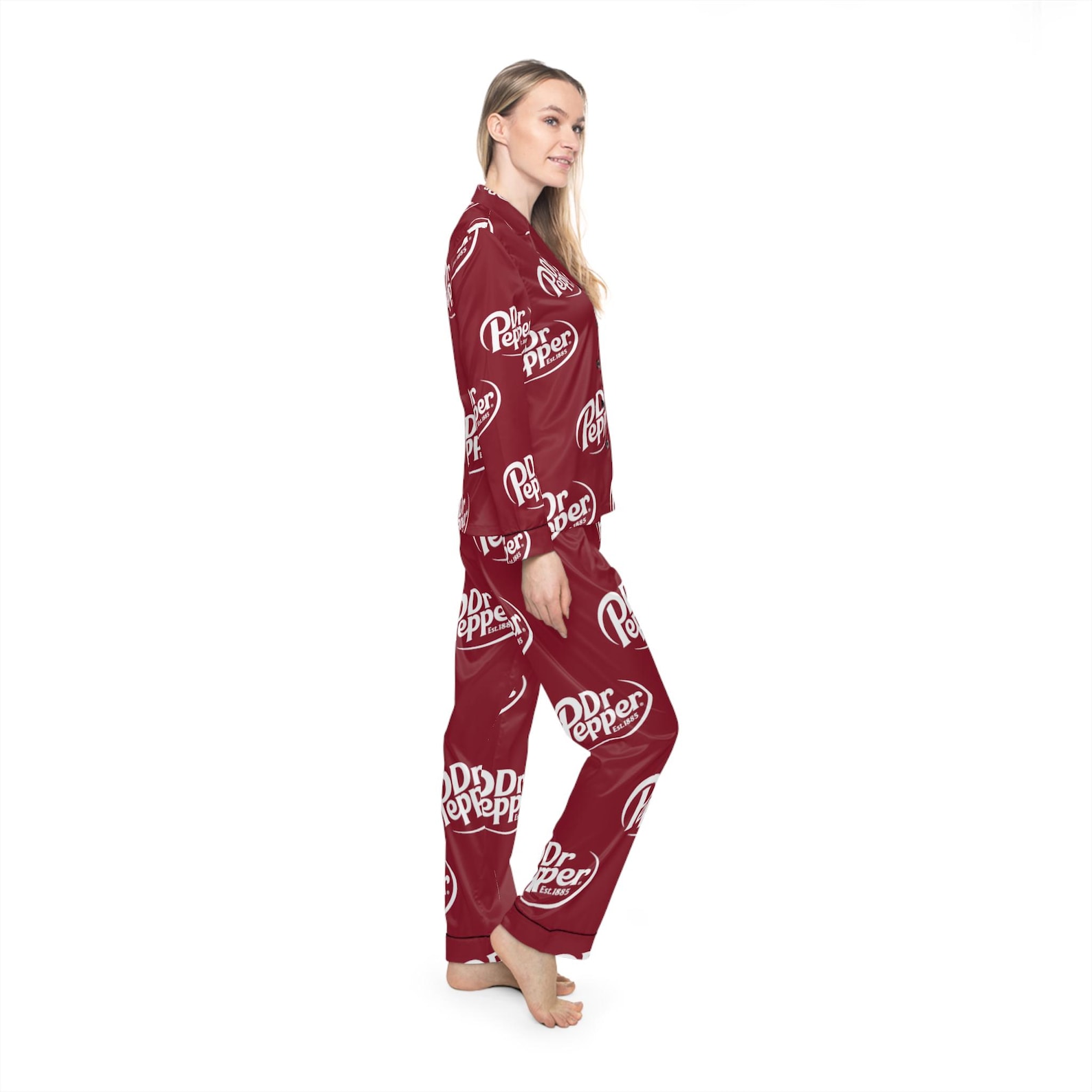 Dr Pepper Womens Satin Pajamas Nightgown Sleepwear Jammies Bedgown ...