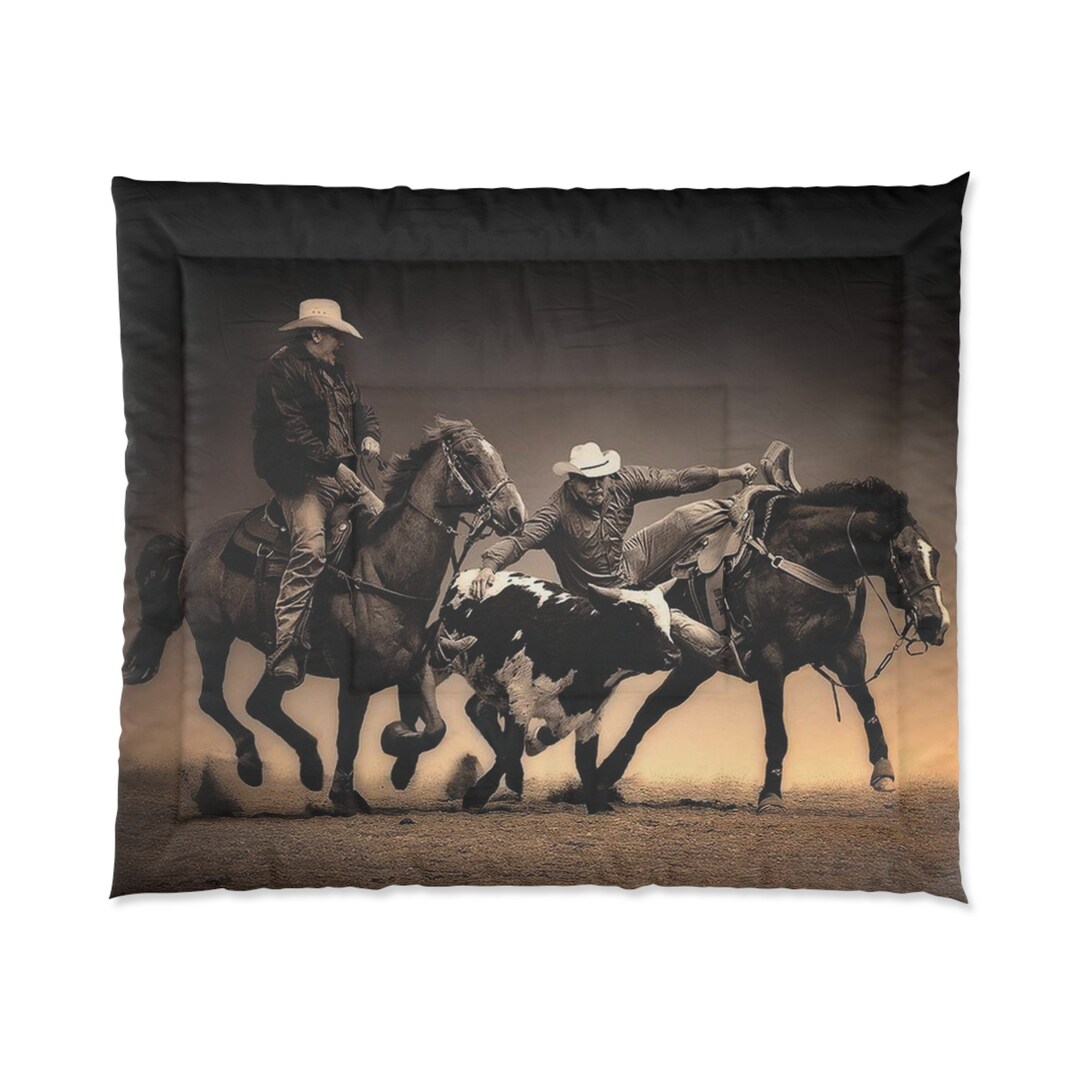 Cowboy Steer Wrestler Comforter Bedroom Linens Accessories Decor Rodeo ...