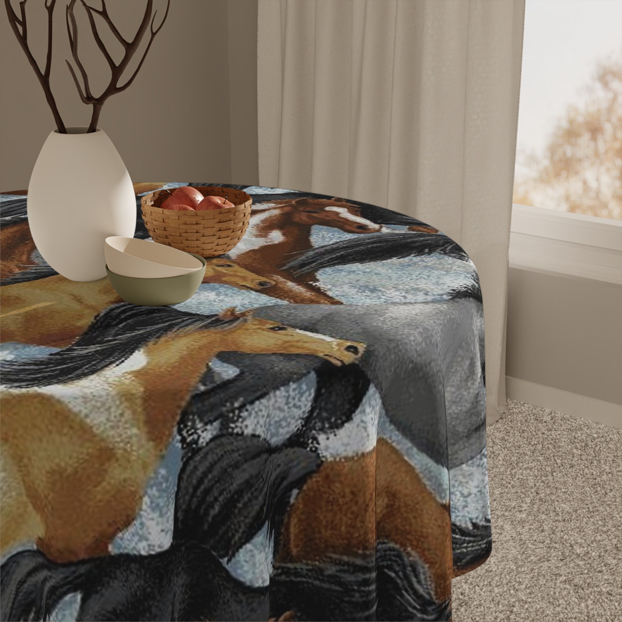 Horse Cowgirl Cowboy Country Farmers Tablecloth/kitchen Accessories ...