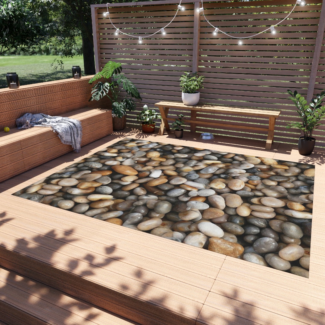 Outdoor Rock Pebble Stone Rug Carpet Runner Flooring Mat Area Throw Rug ...