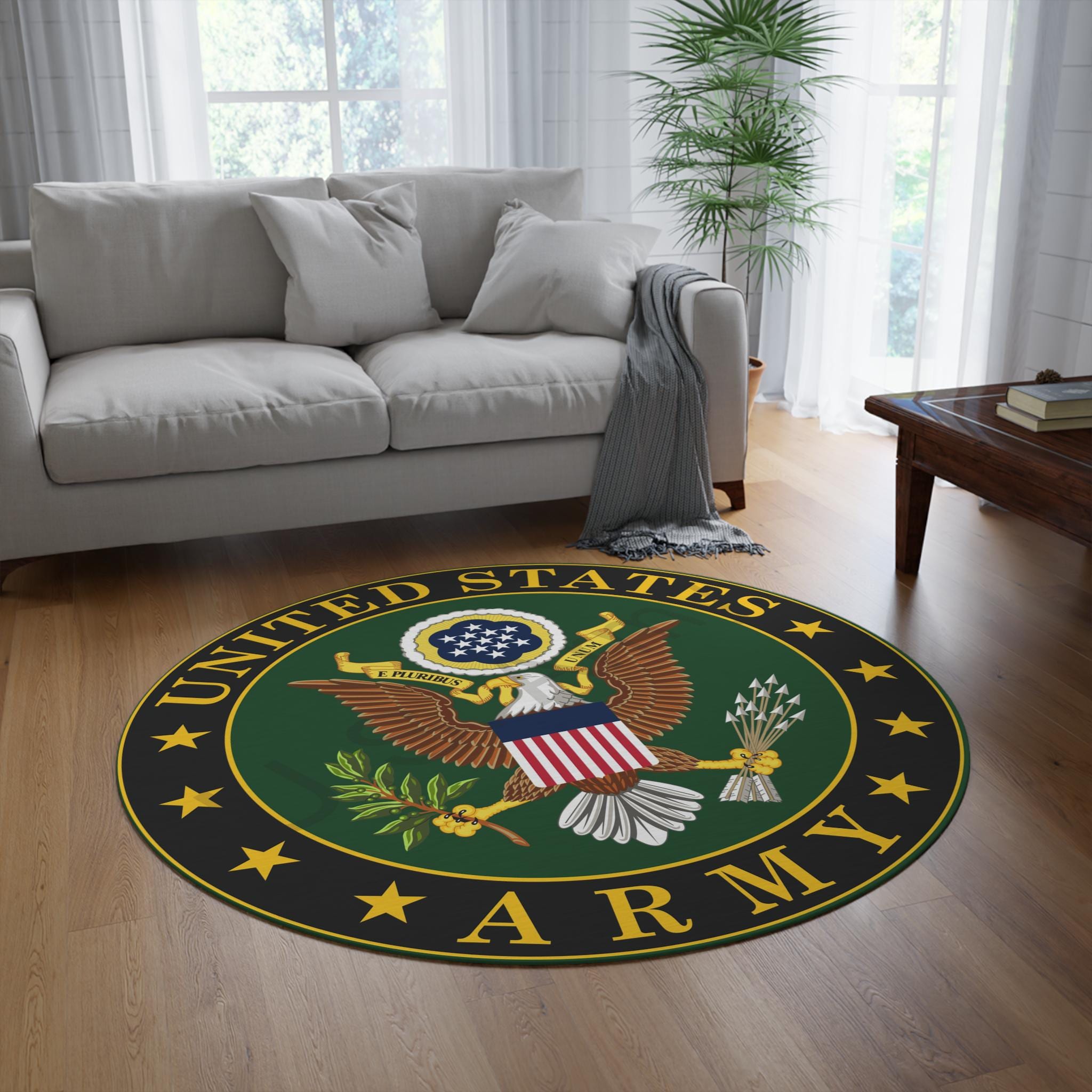 United States Army Round Area Rug Military Mat Carpet Soldiers Office ...