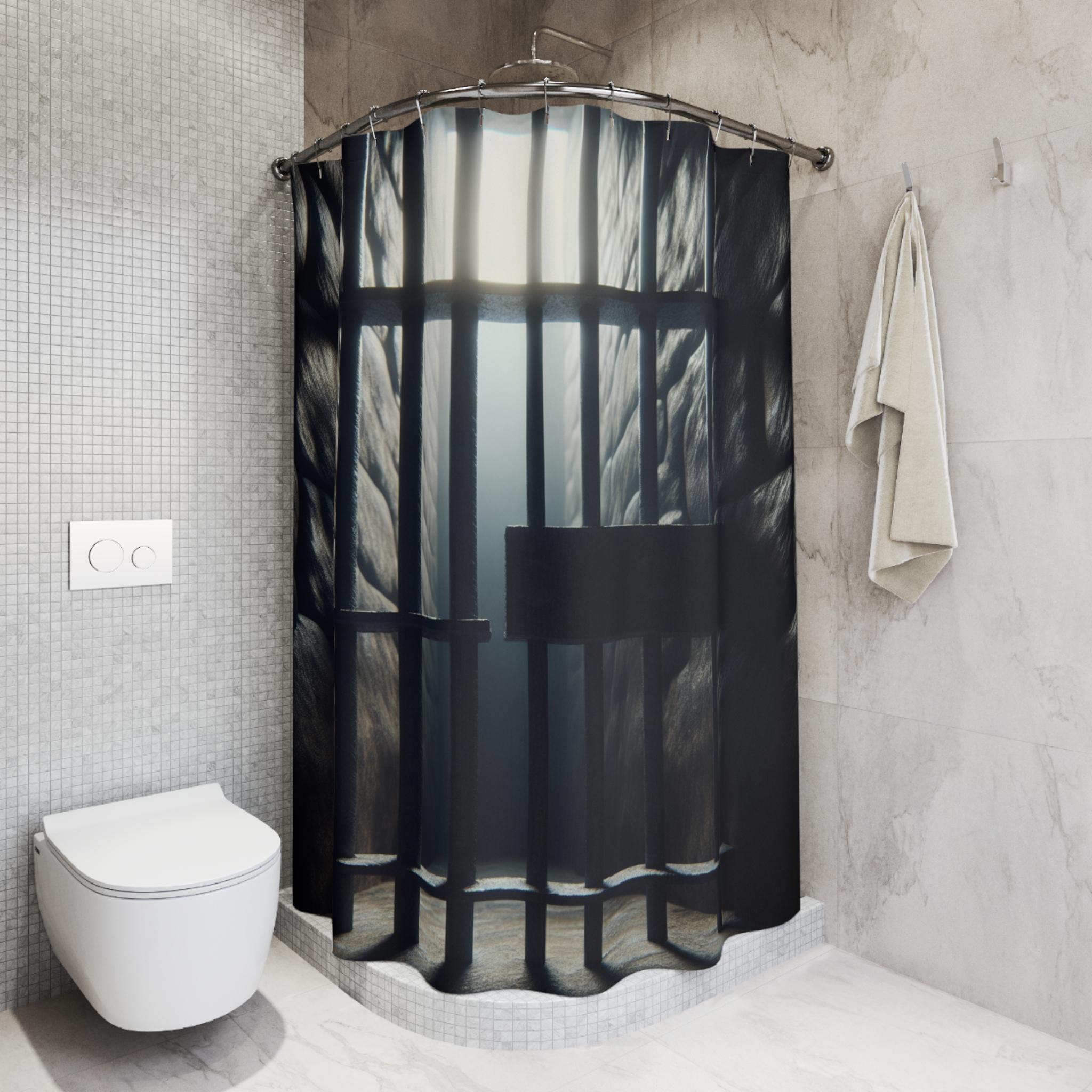 Jail Cell Shower Curtains, Prison Bars Bathroom Decor, Criminal Cell ...
