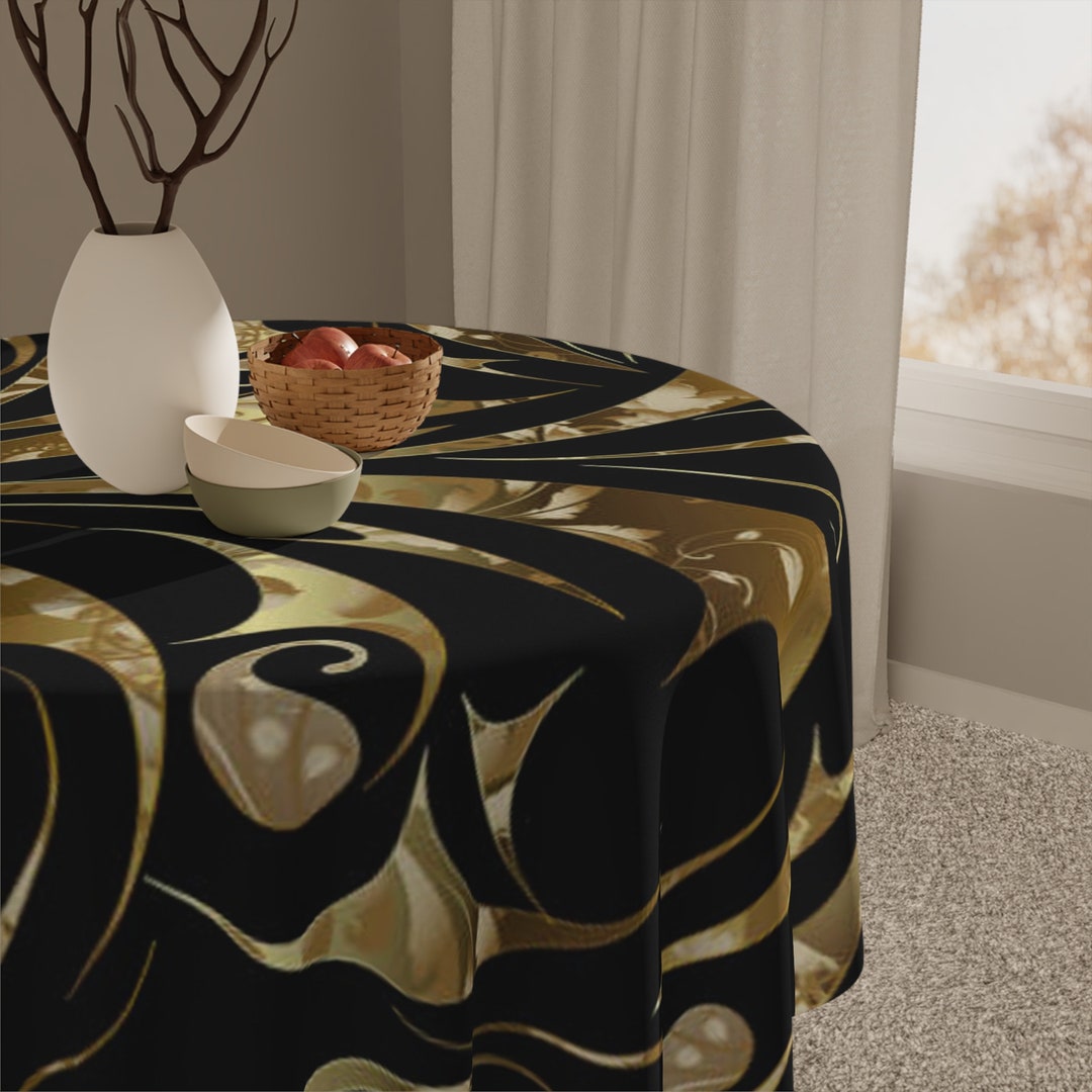 Black Gold Classy Elegant Tablecloth Linens Accessories Decor Dining ...