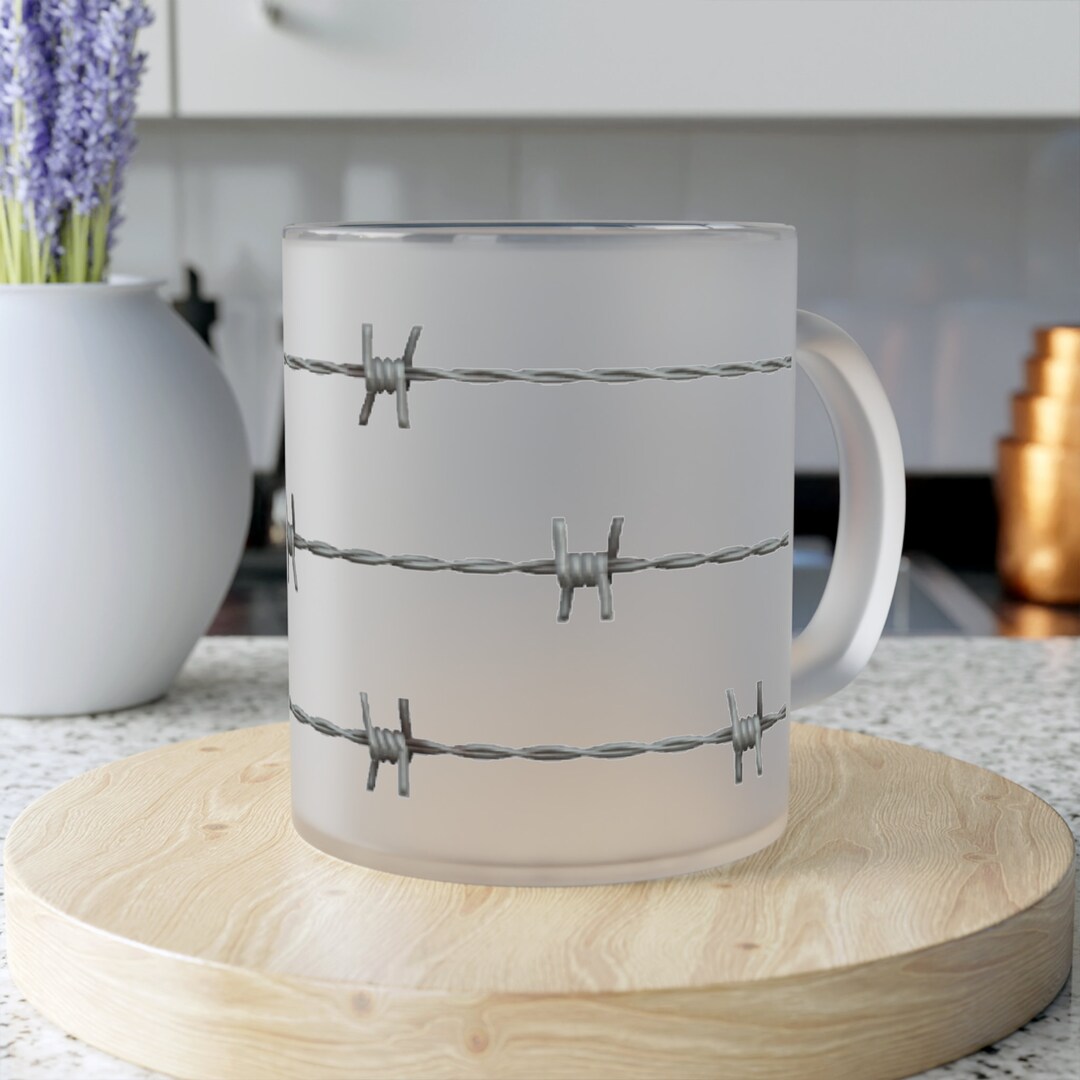 Barbed Wire Frosted Glass Mug Kitchen Ranch Accessories Decor Utensils ...