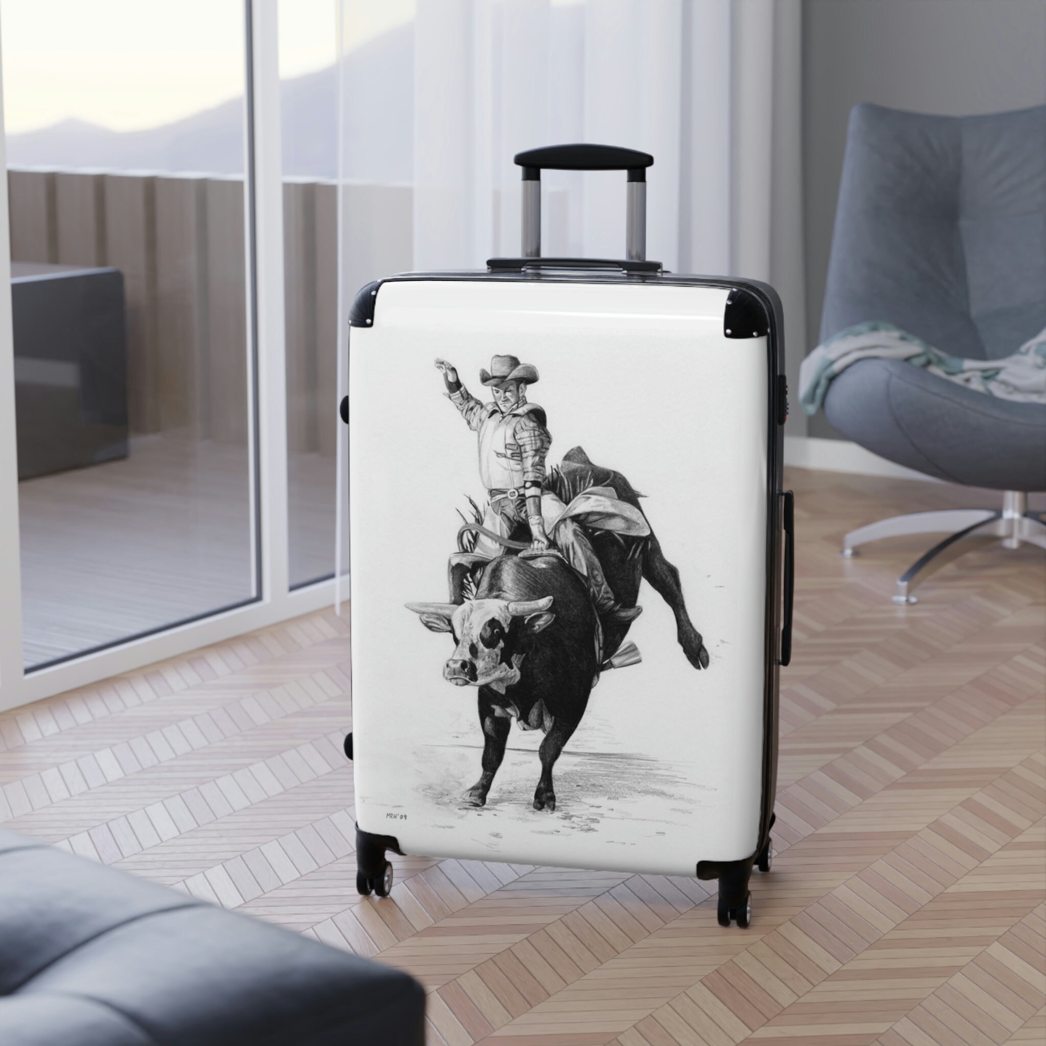 Cowboy Suitcase/rodeo Suitcase/western Luggage/carry All/bucking Bull ...