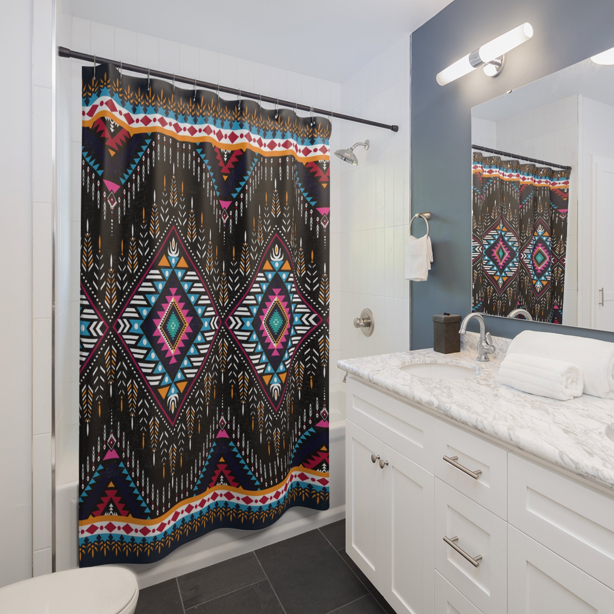 Western Shower Curtain Aztec Bathroom Decor Navajo Accessories ...