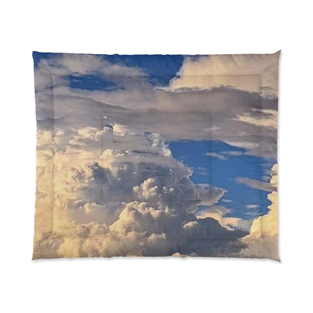 Puffy White Clouds & Blue Sky Comforter/bedroom Decor, Accessories ...