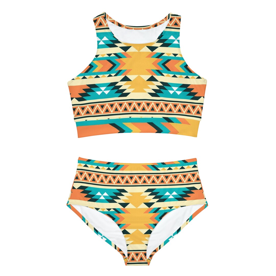 Aztec Sporty Bikini Set Southwestern Two Piece Swimsuit Navajo ...