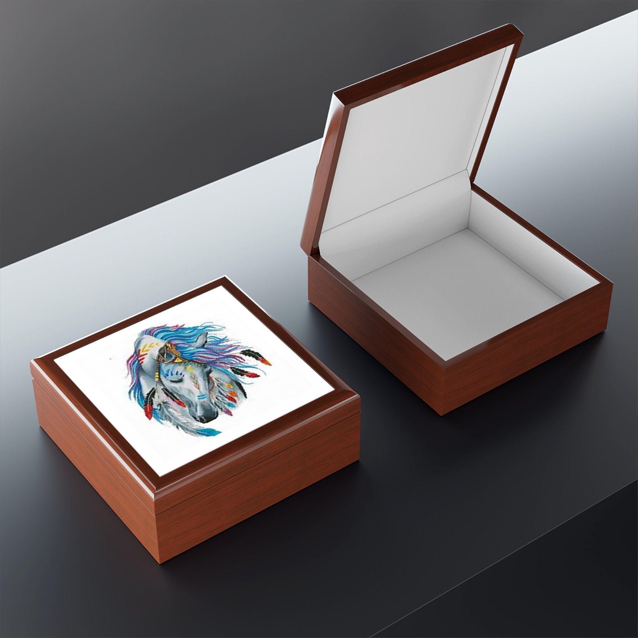 Indian Native American Horse Jewelry Box/keepsake Decorative Box ...