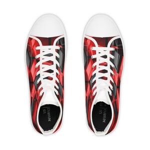 Mens Cool Black Red Checkered High Top 3 D Sneakers Shoes Athletic Gym ...