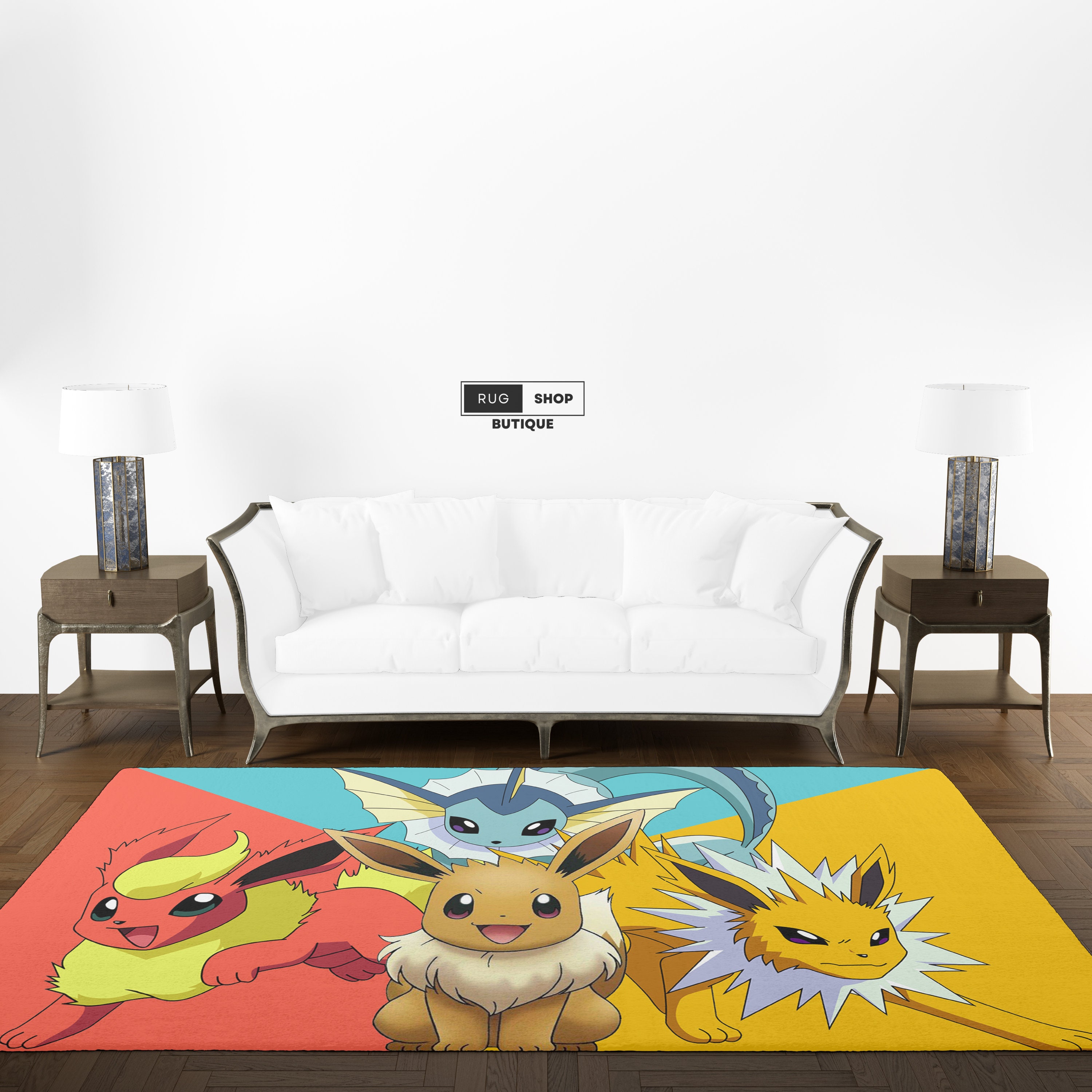 Pokeanime Eevee and Family Design Rug, Animation Rug, Popular Rug ...