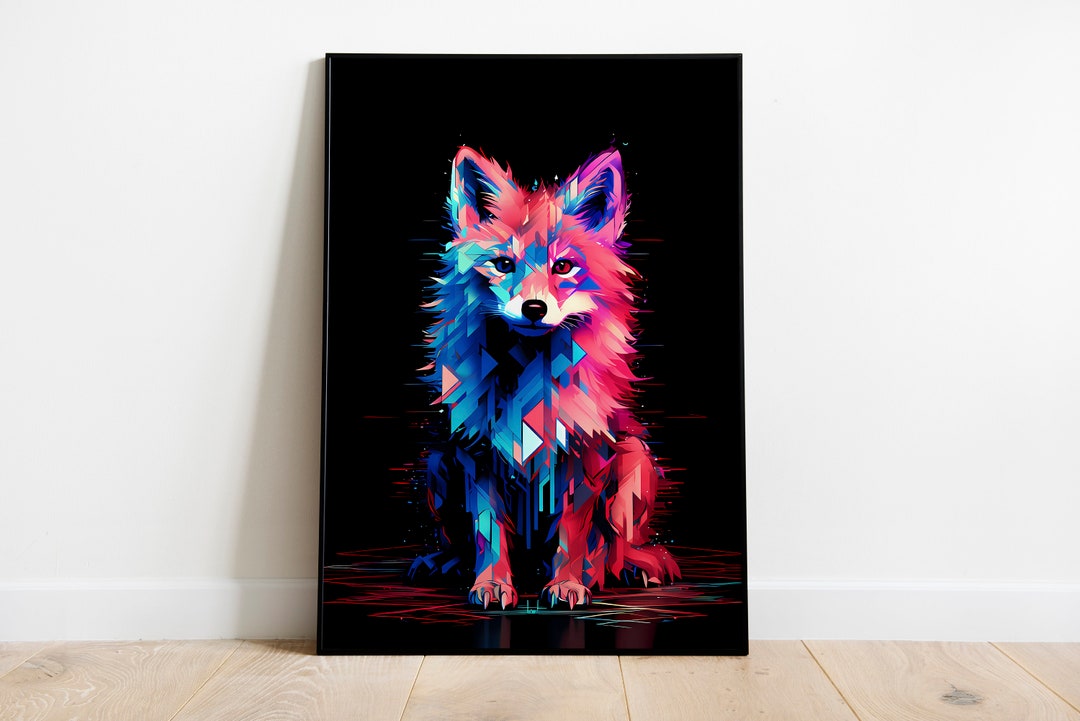 Fox Poster Print Glitch Art Poster Room Decor Wall Decor Glitch Art ...
