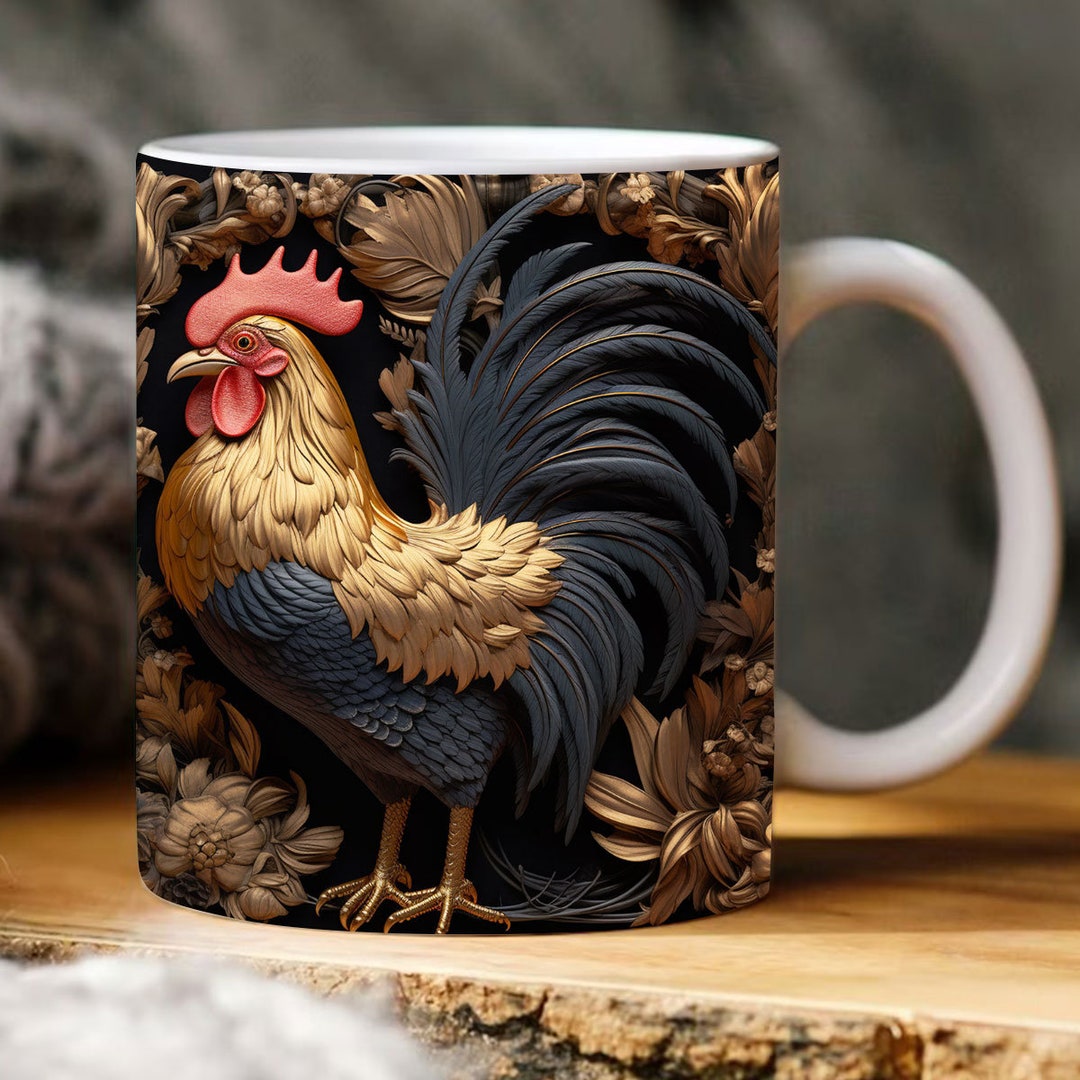 3D Chicken Mug Wrap, 11oz 15oz Mug Design, 3D Farm Mug Sublimation ...