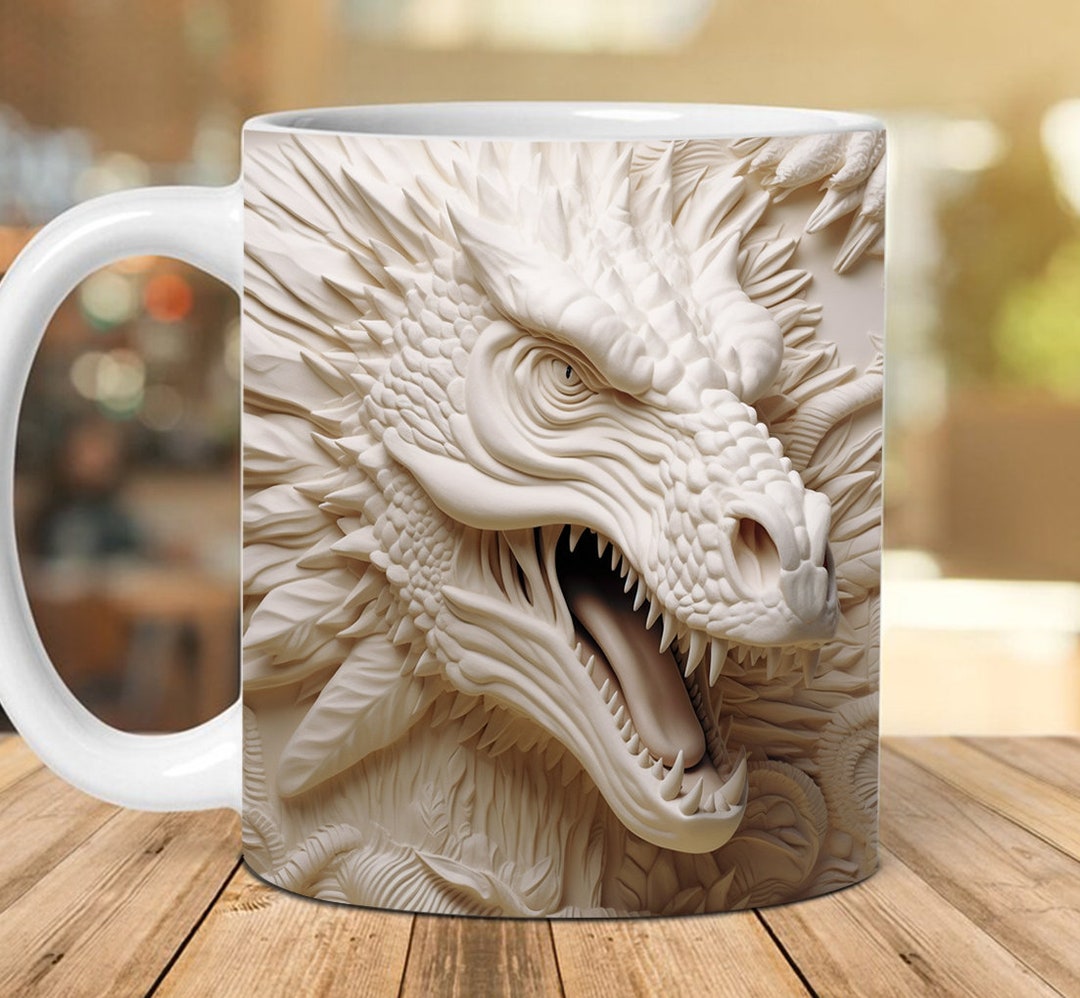 3D White Dragon Mug Wrap Design 3D Dragon Mug Wrap Png 3D - Etsy UK
