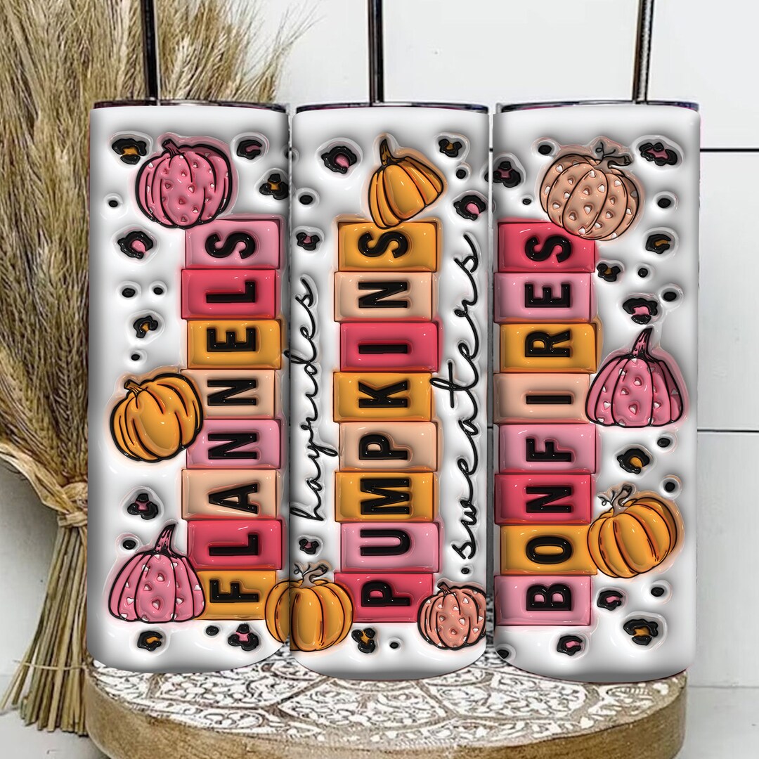 3D Flannels Pumpkins Bonfire Inflated Tumbler Wrap, 3D Retro Fall ...