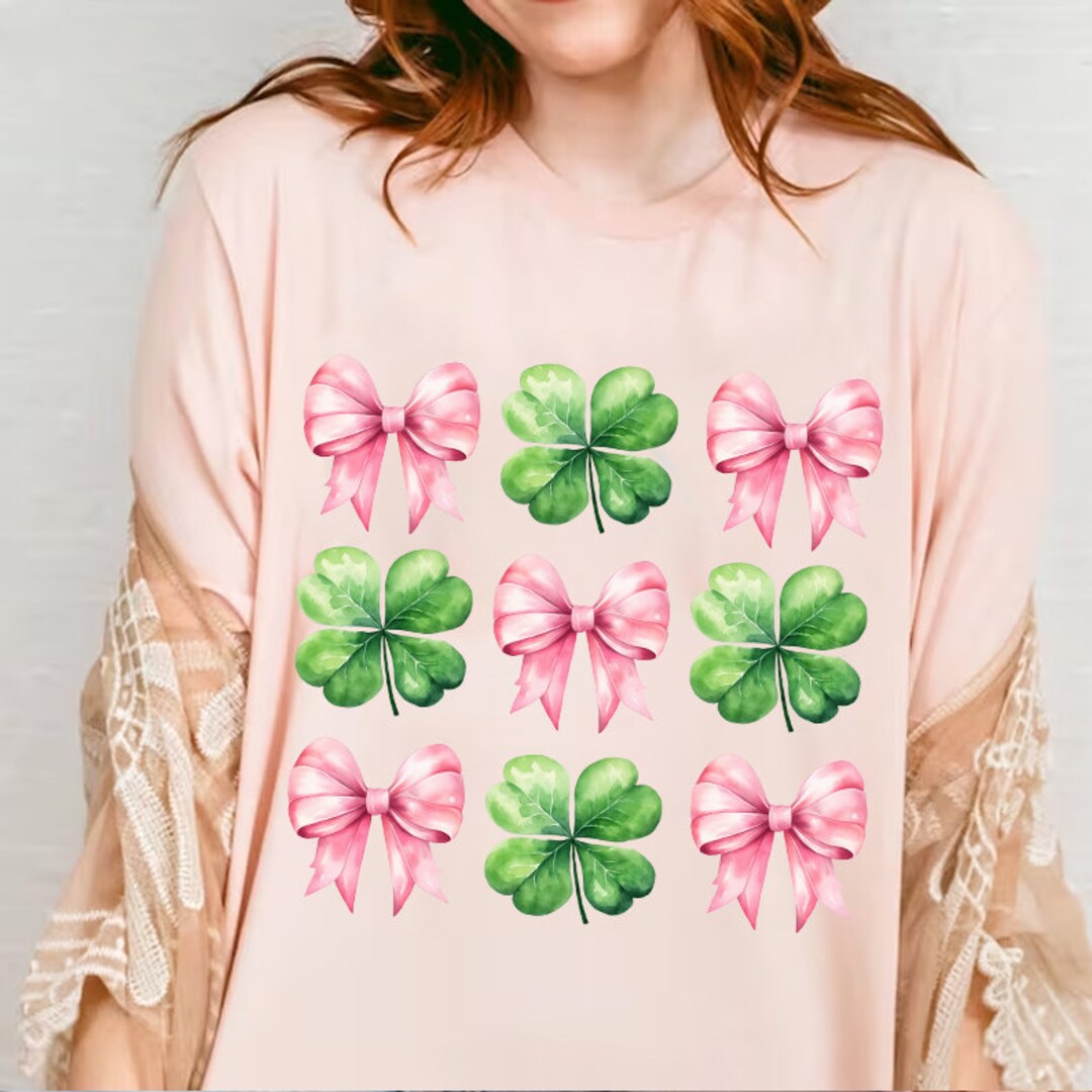 Coquette Bow Clover Png, Soft Girl Era Png, Pink Bow, Aesthetic Png ...