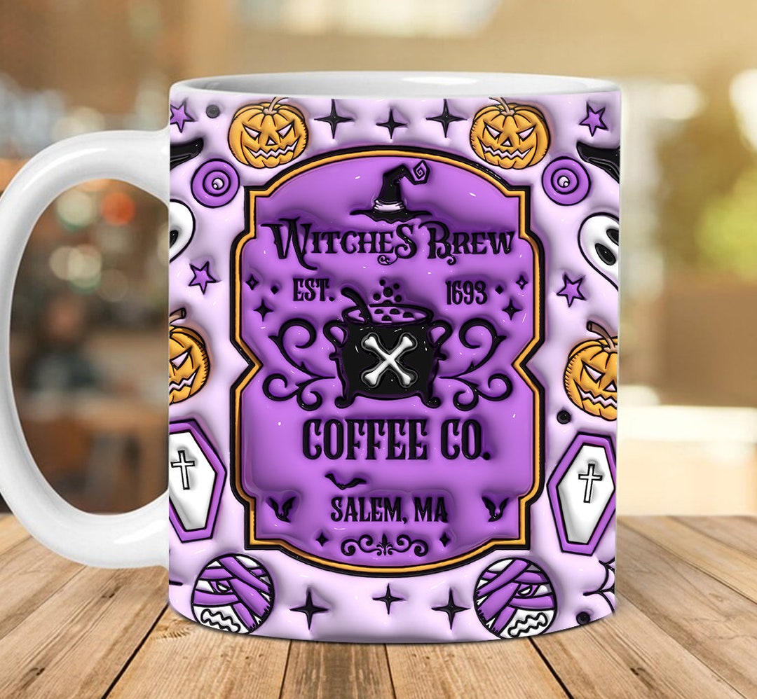 3D Witches Brew Co Inflated Mug Wrap, Iced Coffee Witches Puffy 20oz ...