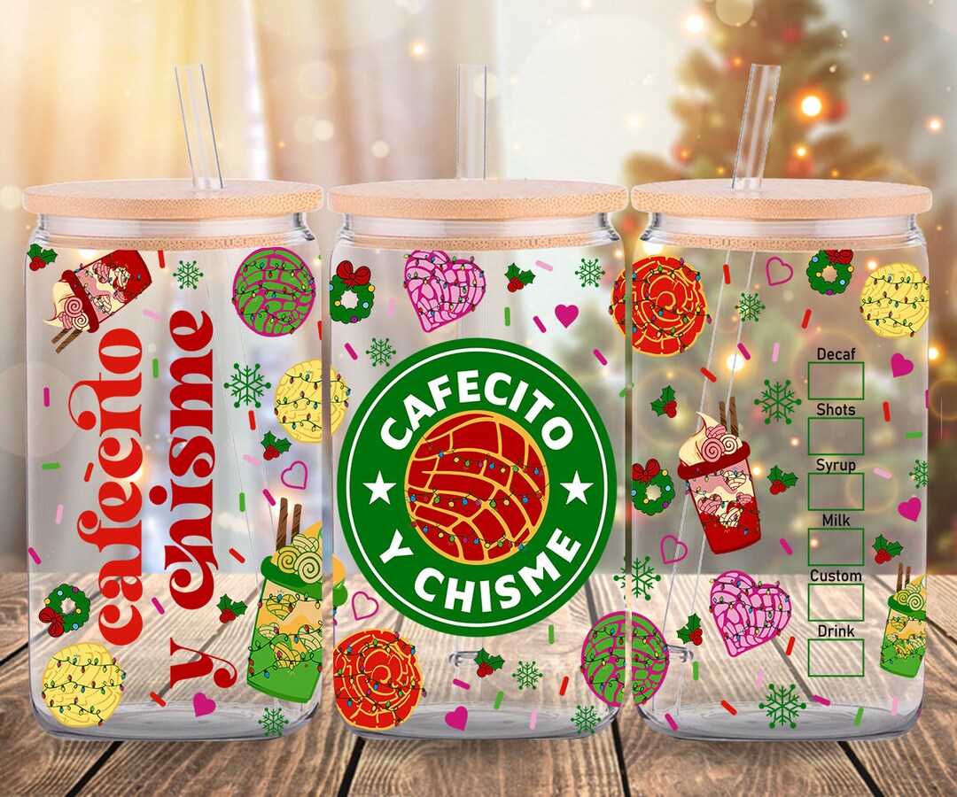 Cafecito Y Chisme Conchas Light Christmas Concha 16oz Glass Can Png
