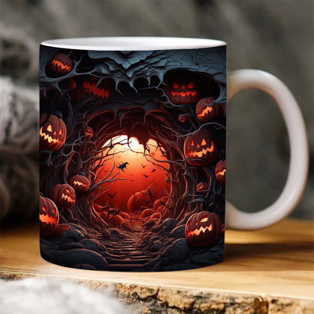 3D Halloween Pumpkin Cave Fall Vibes Inflated Mug Wrap 3D - Etsy