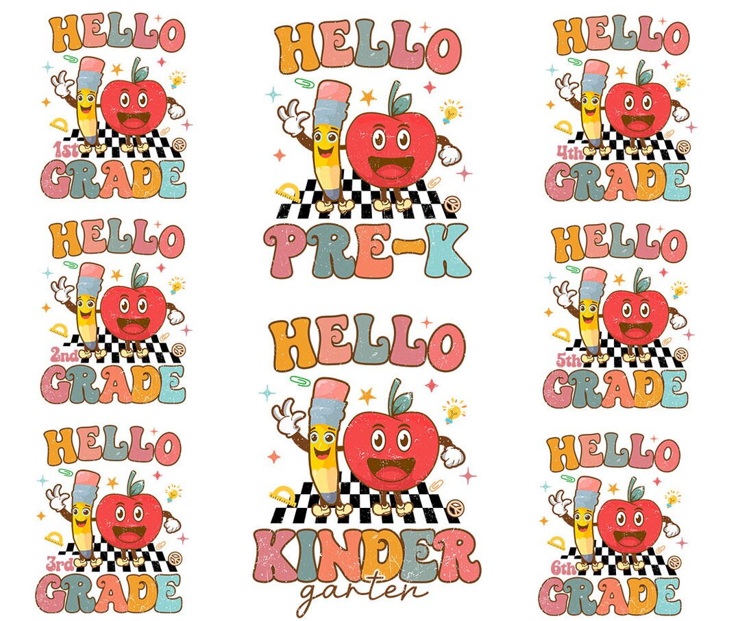 Back to School Png Bundle, Retro First Day of School, 2nd Grade Pre K ...