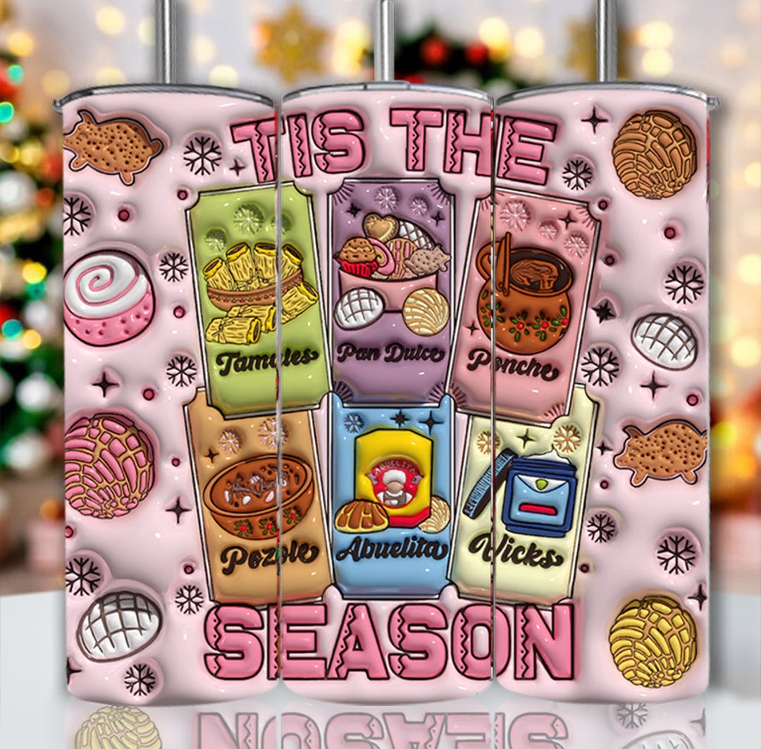 3D Christmas Conchas Cafecito Y Chisme Inflated Tumbler Wrap, Concha ...