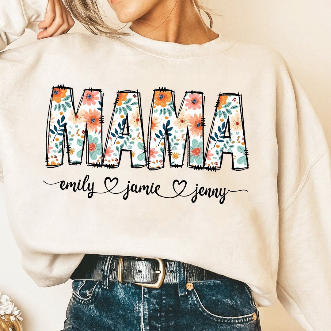 Floral Mama Png, Mama Flower Glitter Png, Mama Flower With Kids Names ...