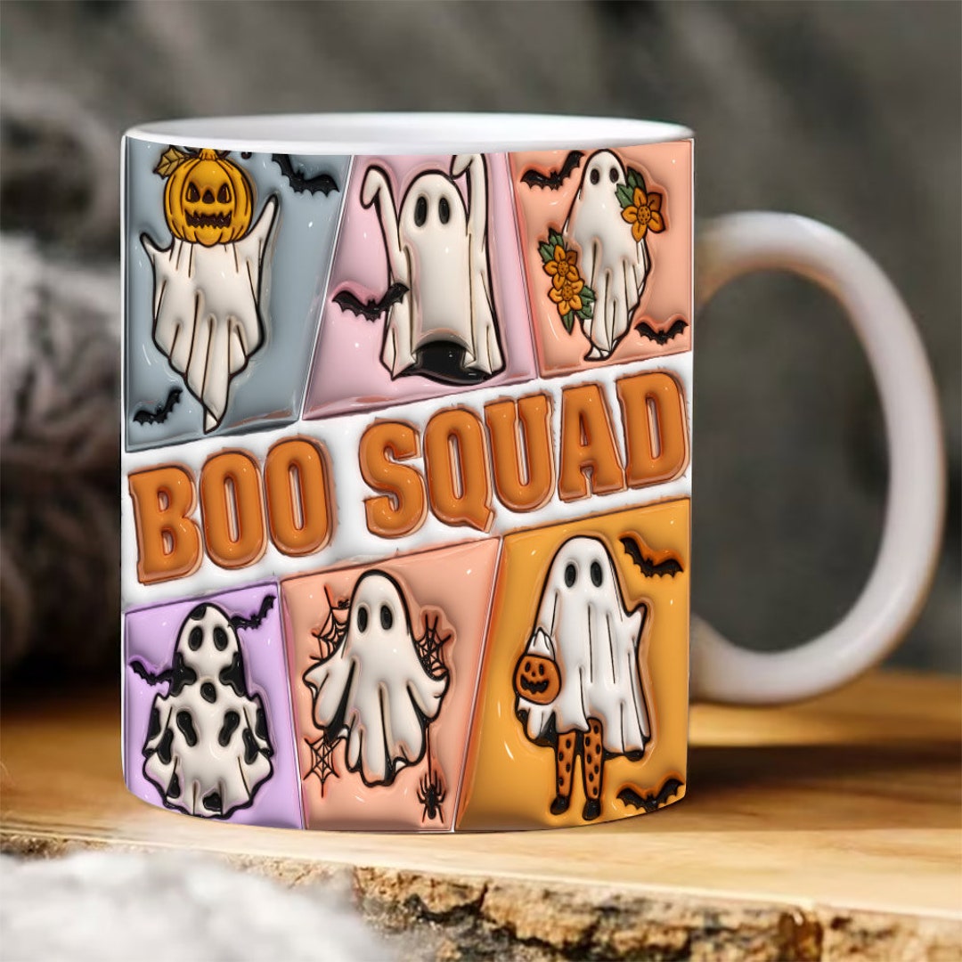 3D Retro Boo Squad Halloween Inflated Mug Wrap, Retro Spooky Vibes ...