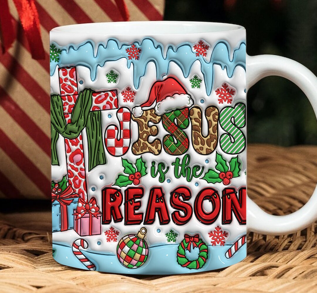 3D Jesus the Reason Inflated Mug Wrap, Faith Christmas Puffy Mug ...