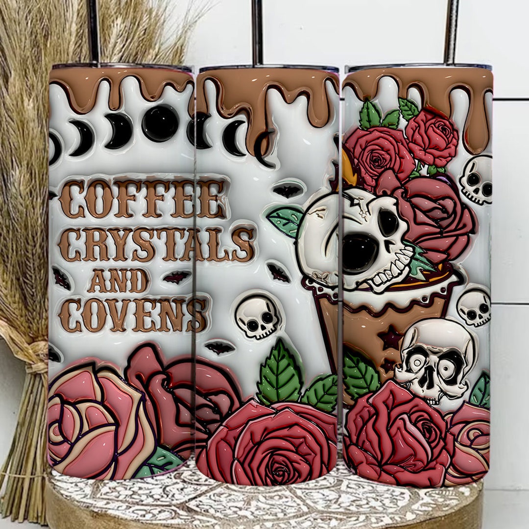 3D Coffee Crystals and Covens Halloween Inflated Tumbler Wrap, Witch ...