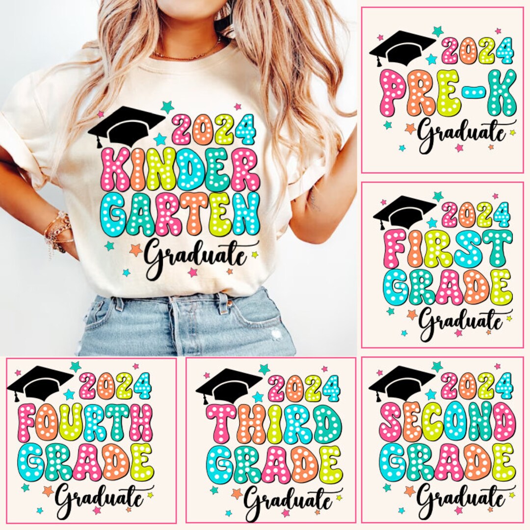 Graduation 2024 Bundle Png, Kindergarten/ First Grade/ Second Grade ...