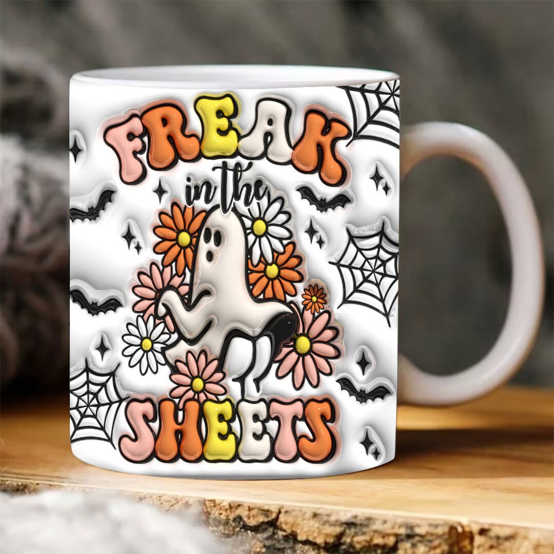 3D Freak in the Sheets Inflated Mug Wrap, Funny Halloween Puffy Mug ...