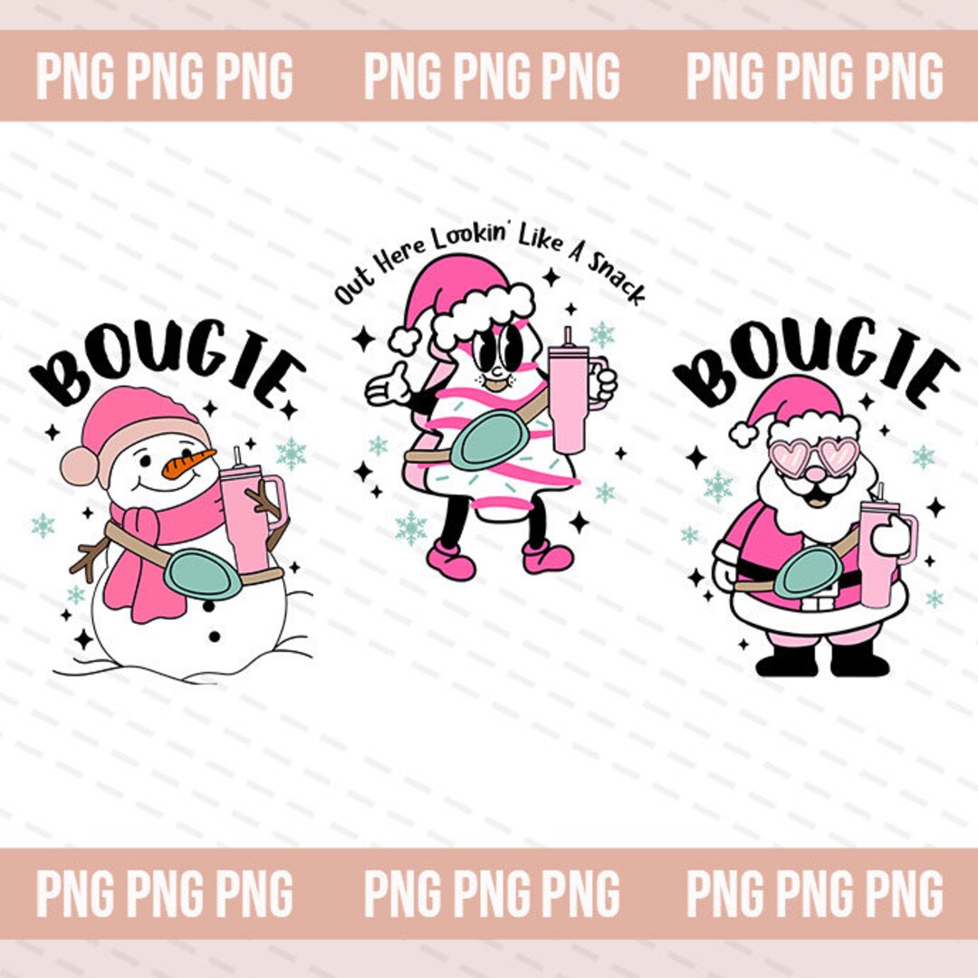 Boojee Snowman Santa Bundle PNG, Funny Christmas Tree Cake PNG, Bougie ...