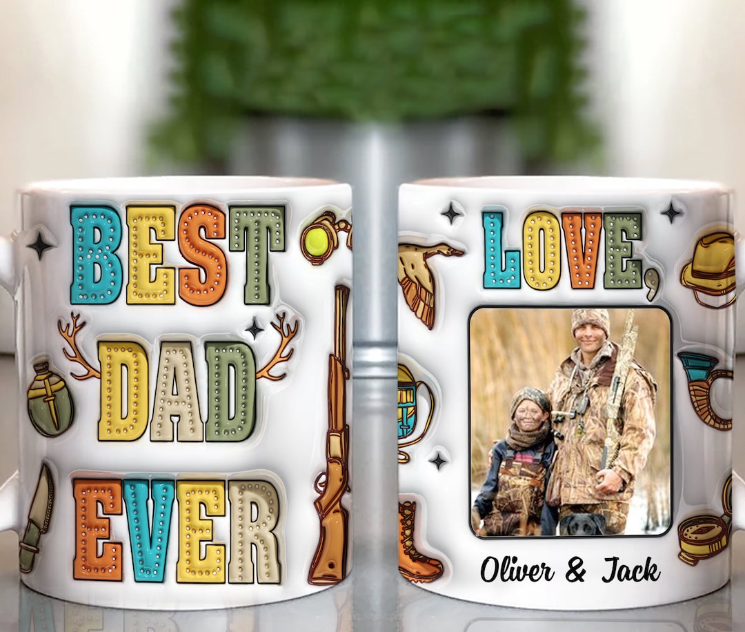 3D Best Dad Ever With Photo Inflated Mug Png, Father's Day Design, Dad ...