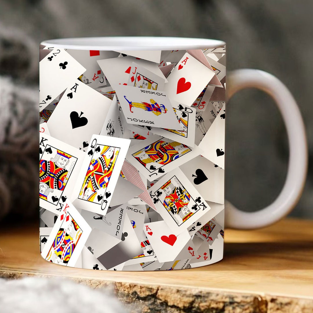 3D Playing Cards Mug Download PNG, 11oz 15oz Playing PNG, Sublimation ...