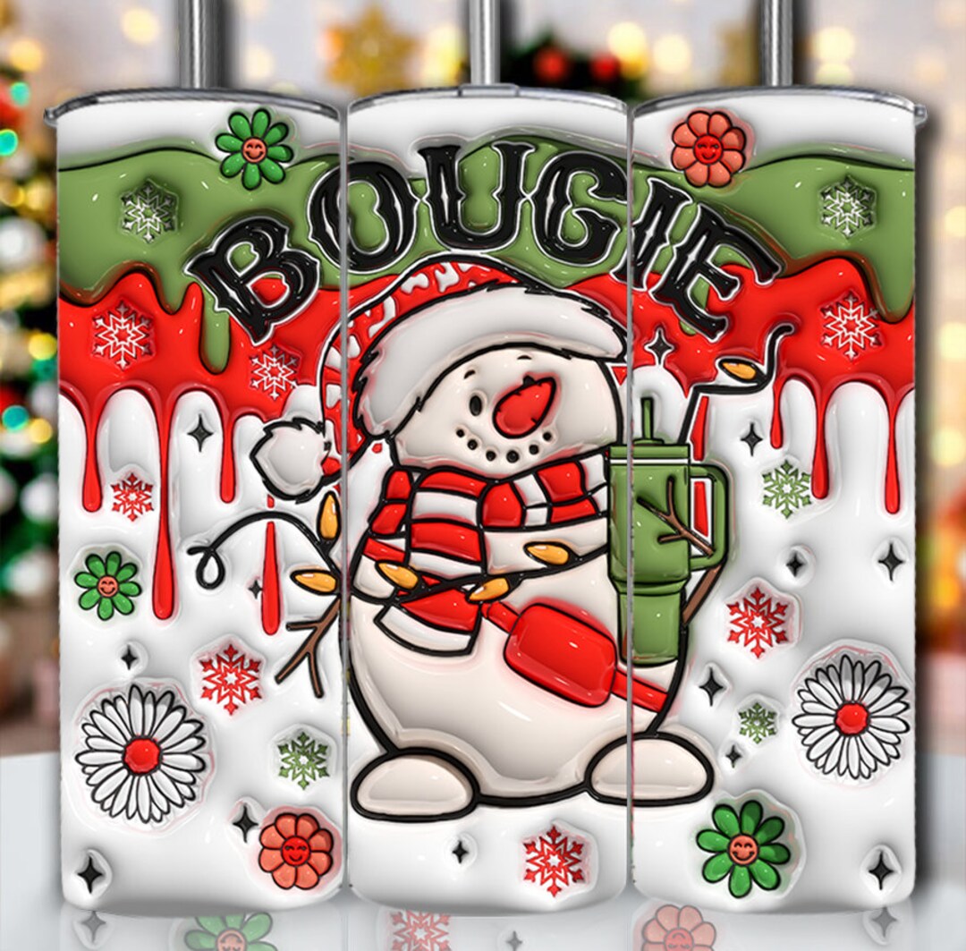 3D Boo Jee Snowman Christmas Inflated Tumbler Wrap, Bougie Snowman and ...