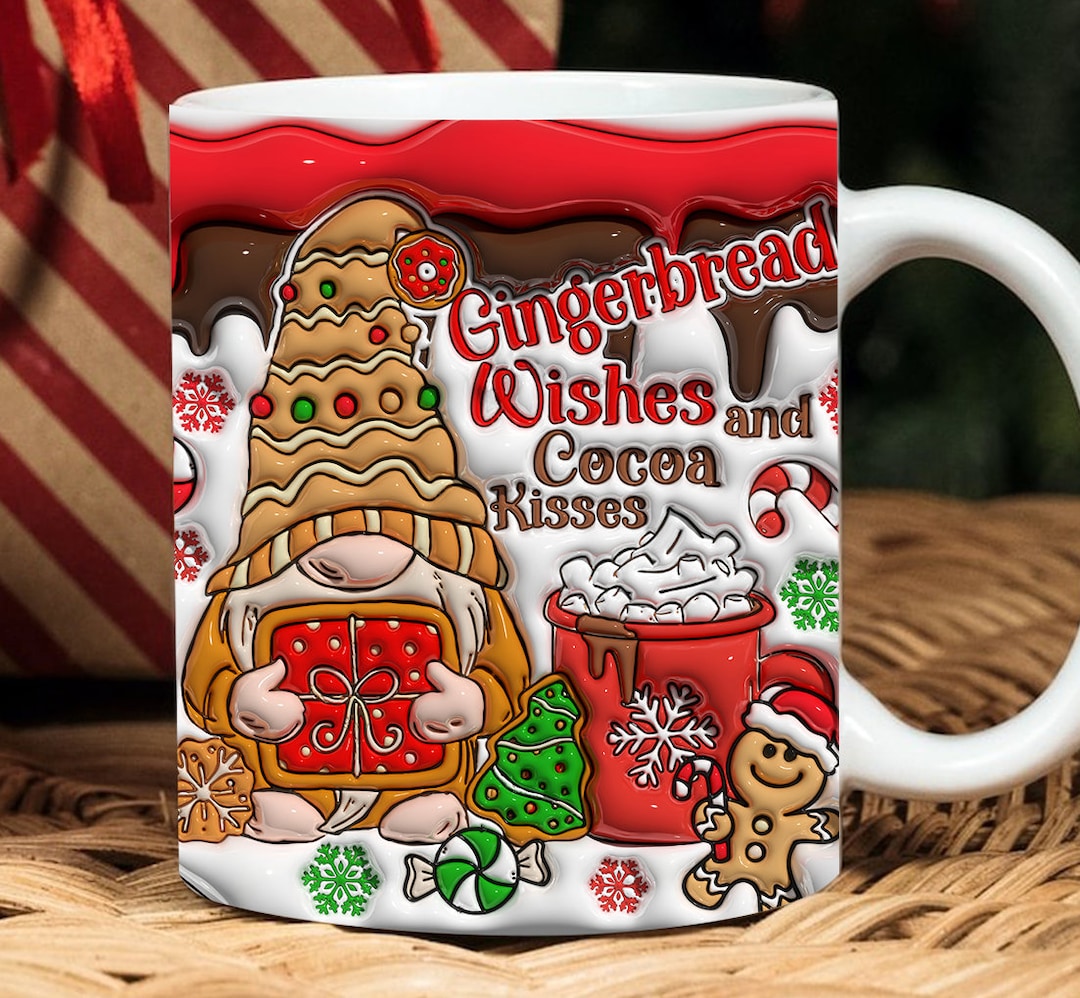 3D Gingerbread Wishes and Cocoa Kisses Inflated Mug Wrap, 3D ...