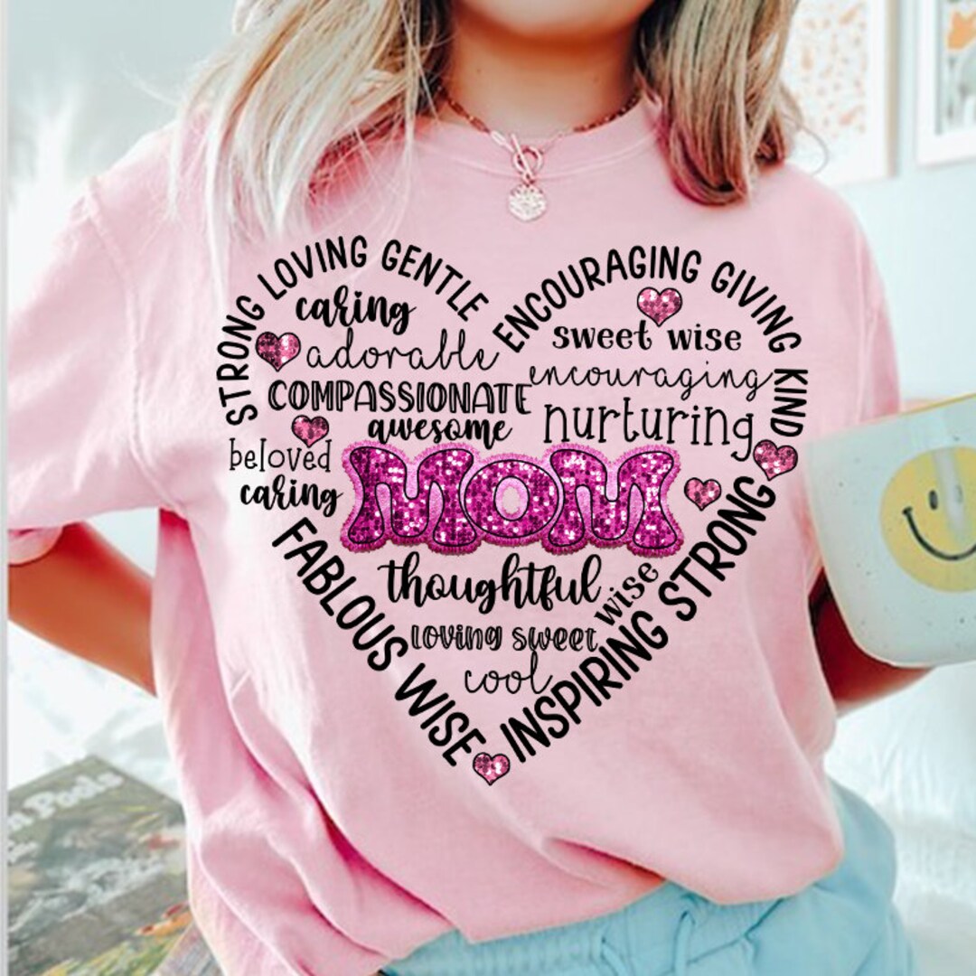 Mothers Day Png, Mom Heart Png, Mom Glitter Faux Sequins Png, Mama Png ...
