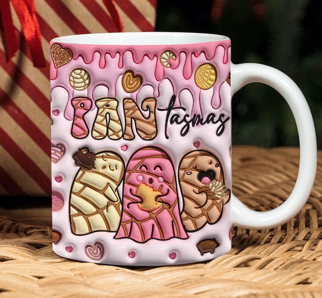 3D Pantasmas Ghost Inflated Mug Wrap Cafecito Y Chisme Puff - Etsy