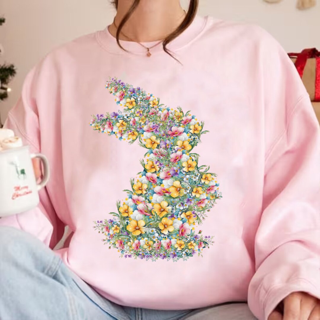 Spring Floral Bunny Png, Easter Png, Easter Bunny Png, Floral Rabbit ...