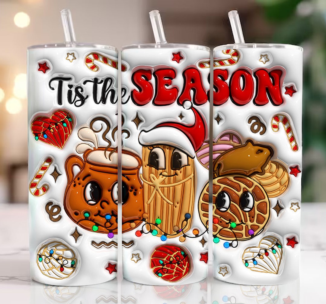 3D Christmas Conchas Cafecito Y Chisme Inflated Tumbler Wrap, Concha ...