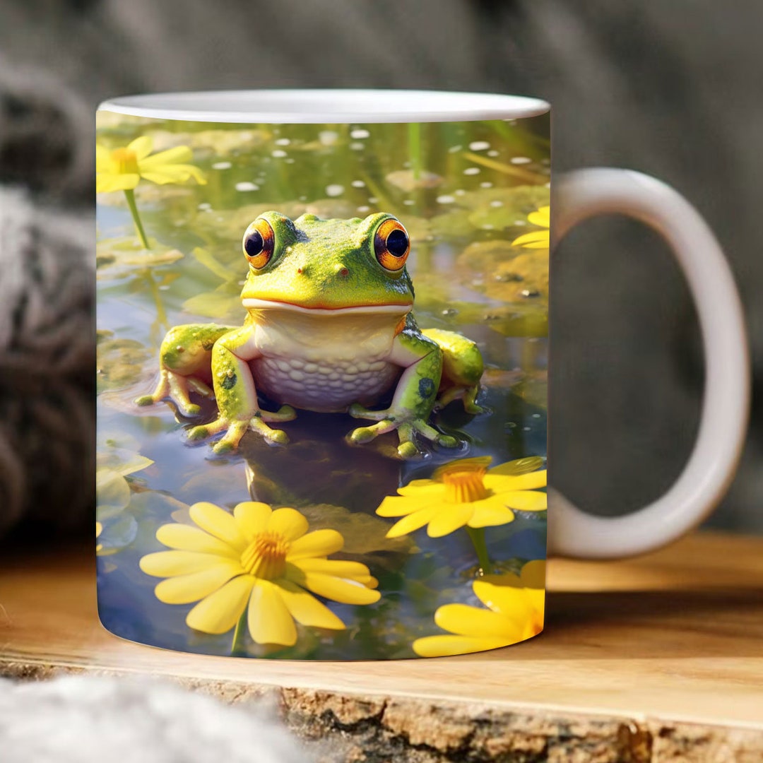 3D Frog Mug Wrap, 3D Daisy Sublimation Mug Digital Mug Design, 3D 11oz ...