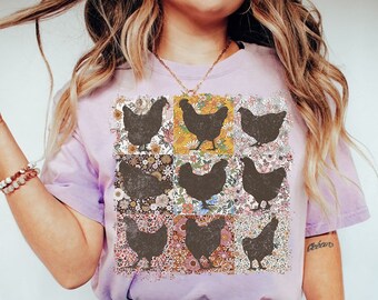Retro Boho Chicken Farm Sublimation Design, Chicken Floral Sublimation ...