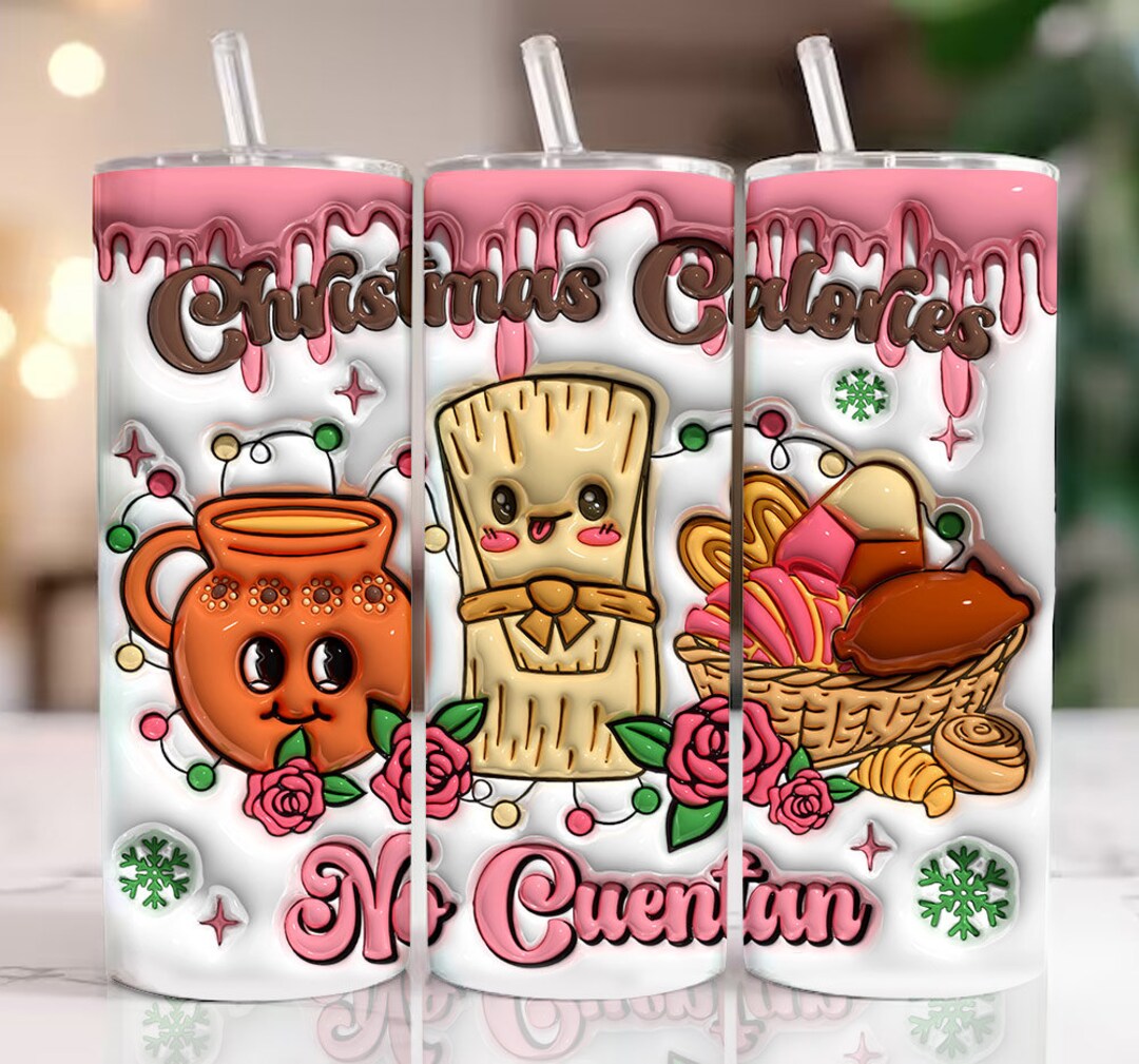 3D Christmas Conchas Cafecito Y Chisme Inflated Tumbler Wrap, Concha ...