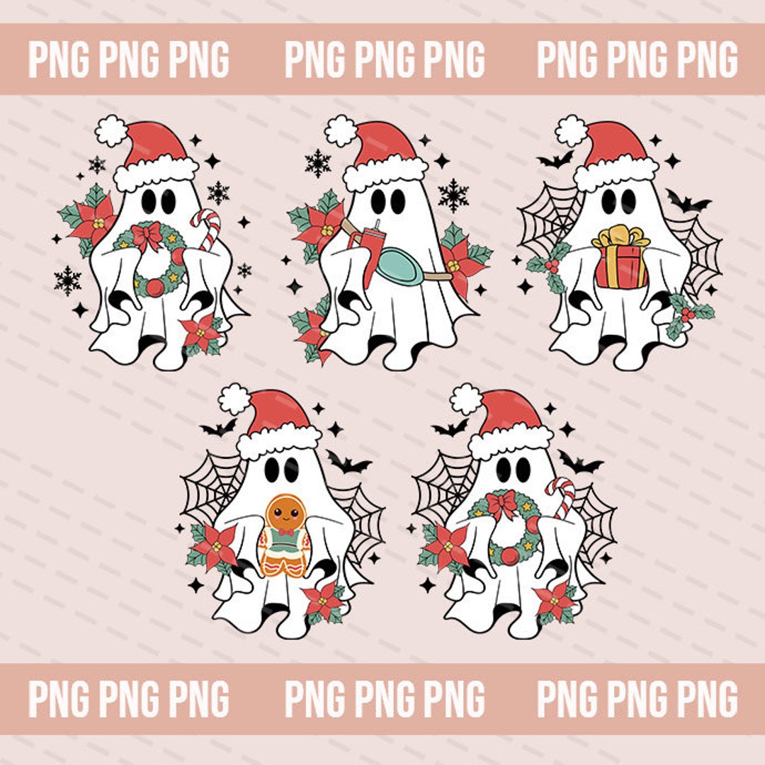 Christmas Ghost PNG Bundle Designs, Santa Boo Png, Christmas Bundle PNG ...