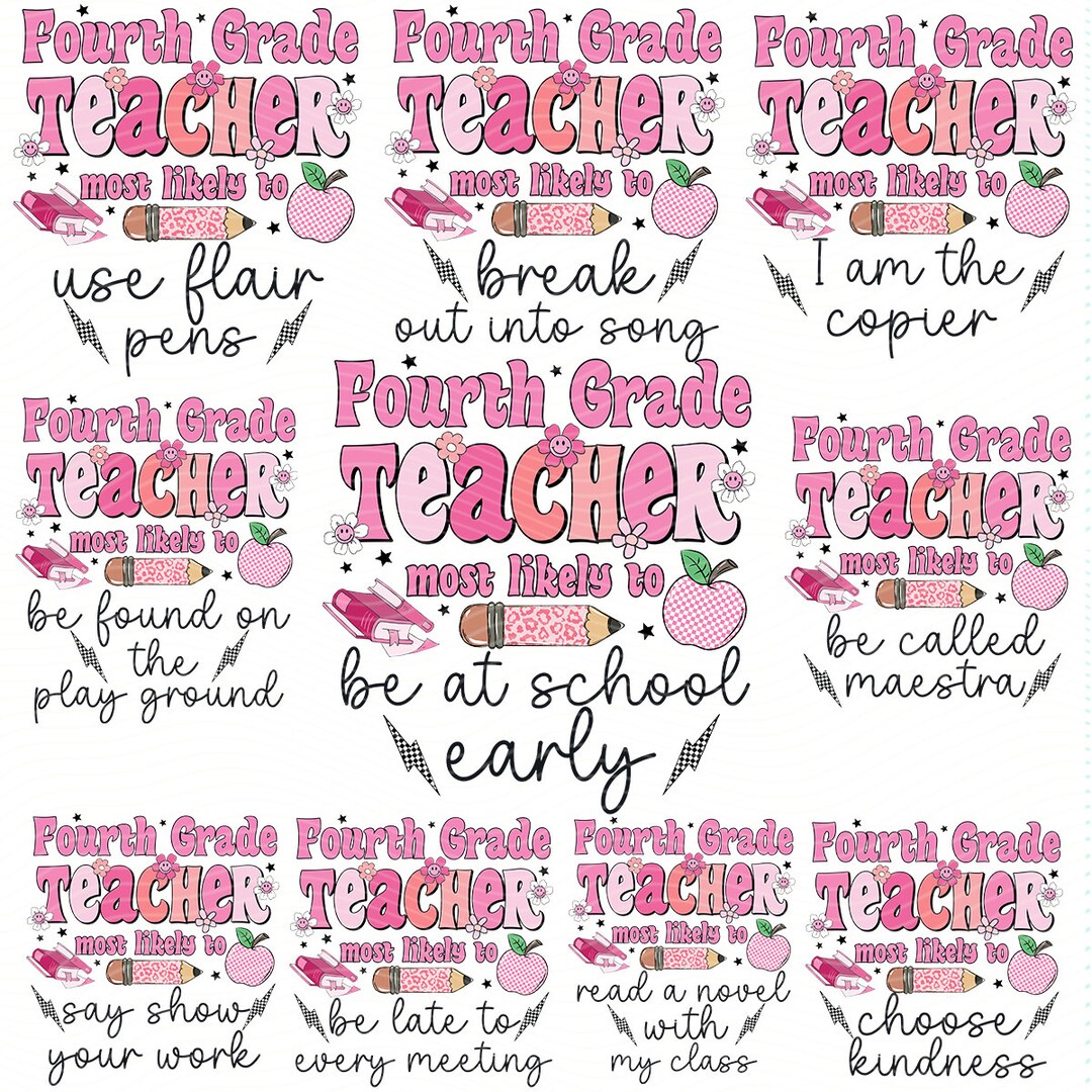 Most Likely 4th Grade Teacher Shirt Design Bundle, Back to School ...