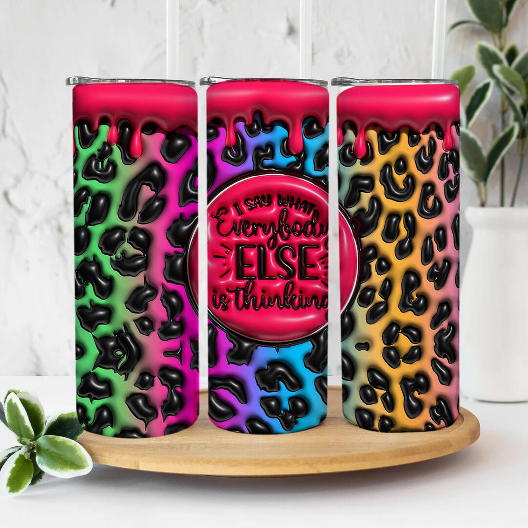 Sarcastic Inflated Tumbler Wrap, 3D Leopard Puff 20oz Sublimation ...