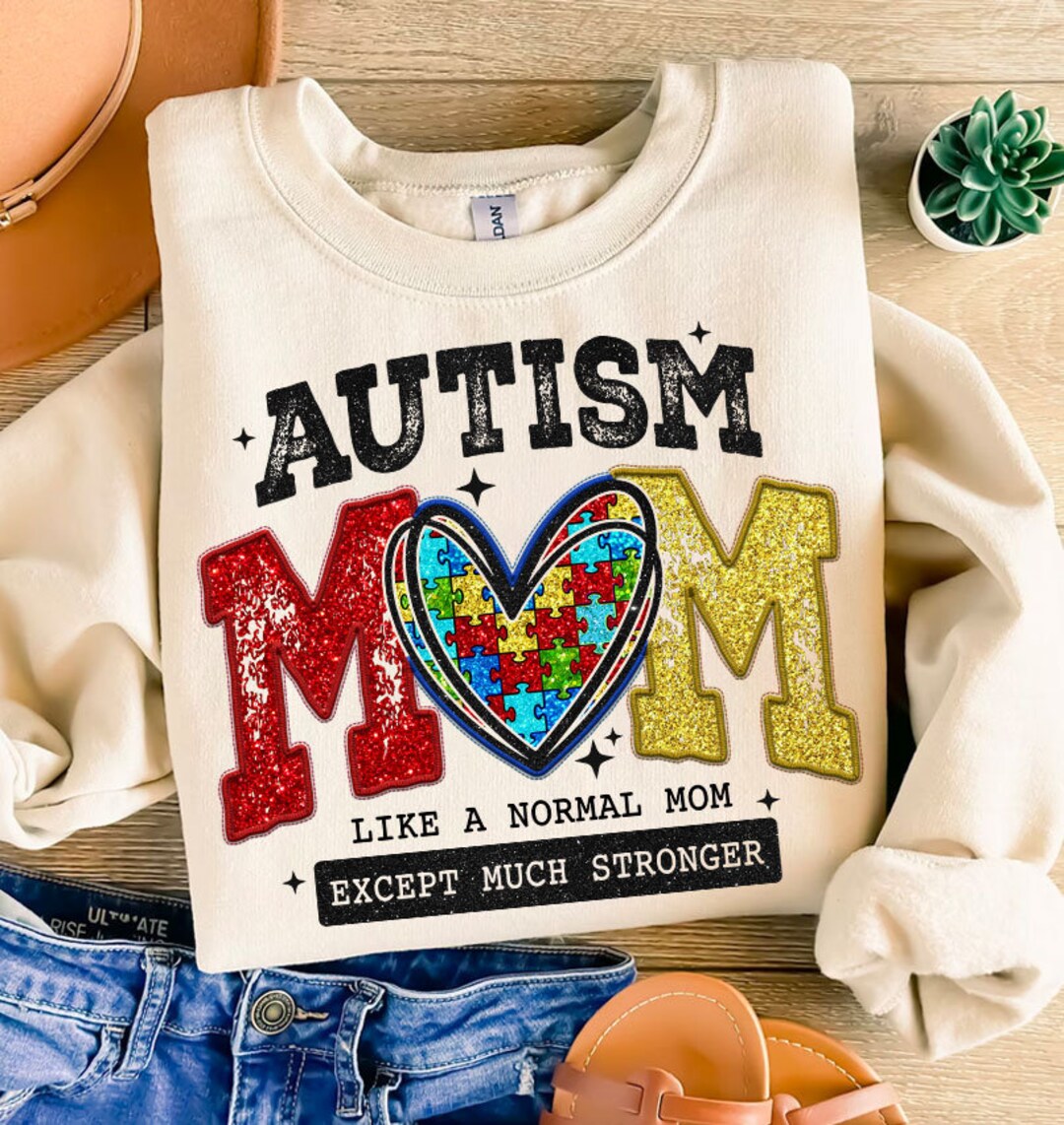 Autism Mom PNG, Faux Sequins Autism Mom Png, Heart Autism Mama, Like A ...