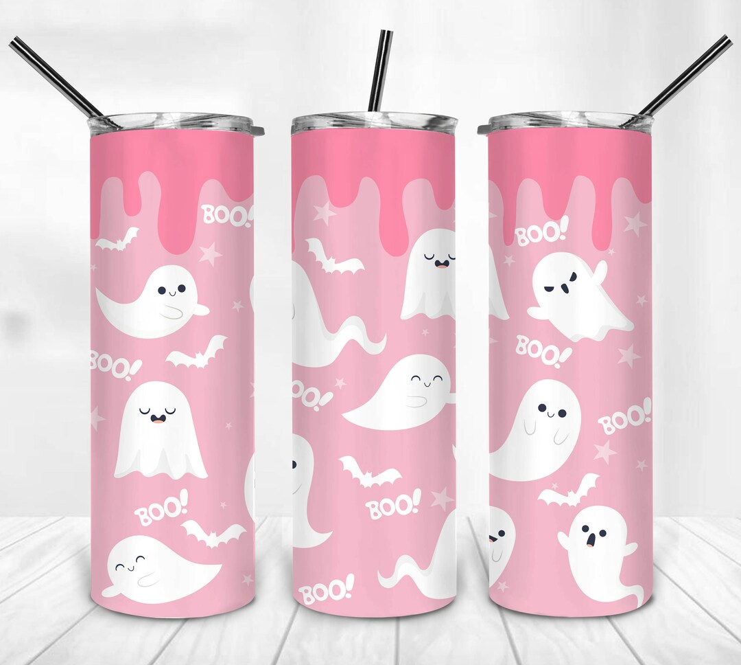 Pink Ghost Halloween 20oz Tumbler Skinny Design Pink Ghosts - Etsy