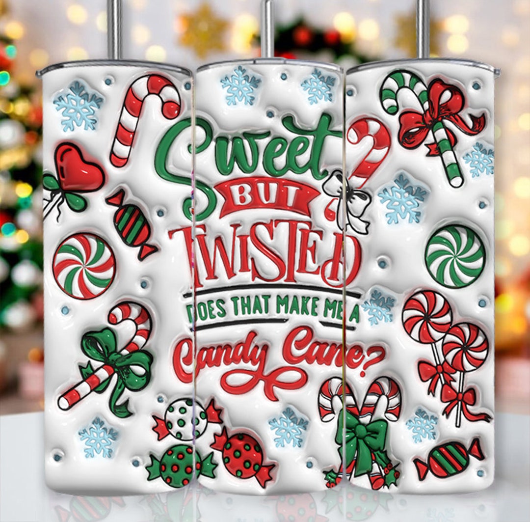 3D Christmas Inflated Tumbler Wrap, Candy Cane Puffy Tumbler, Sweet but ...
